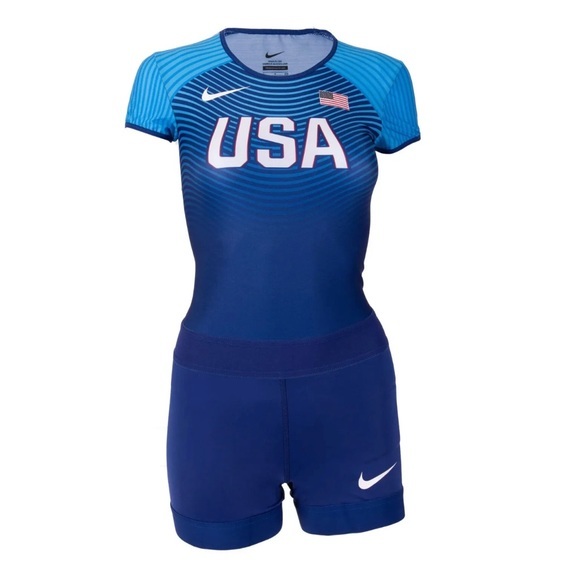 Nike | Tops | Nike Usa Official Rio Track Short Sleeve Unitard Speed ...